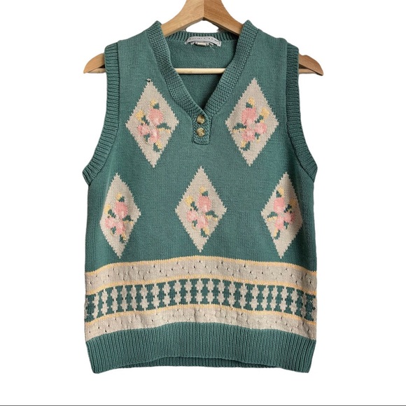 Vintage | Sweaters | Vintage Izod Club Hand Knit Pastel Color Block ...